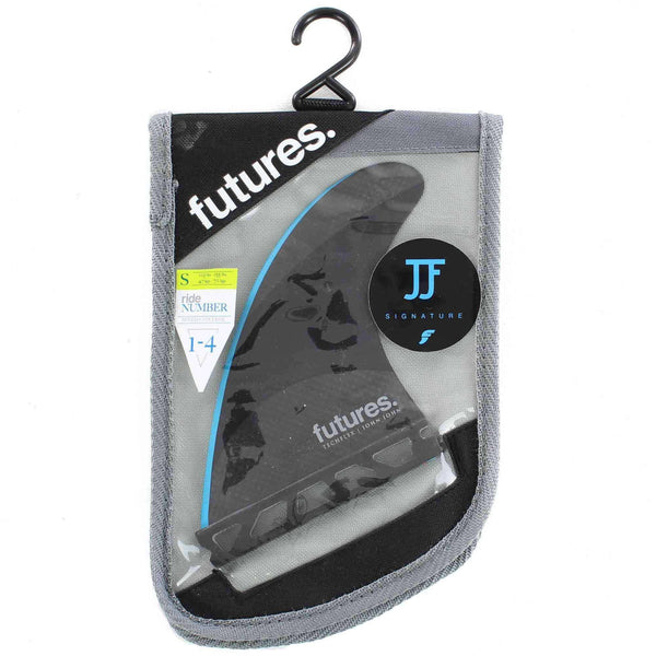 Futures John John Techflex Small Thruster Surfboard Fins - Black Neon Blue | - Yakwax