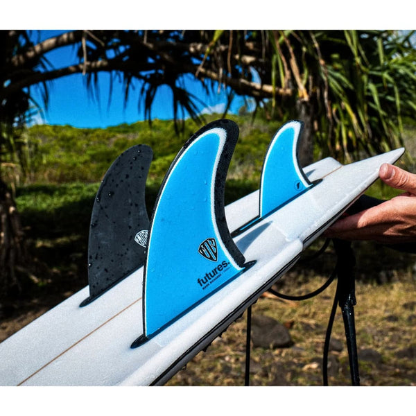 Futures MR Fibreglass Twin +1 Surfboard Fins - Blue/White/Black | Free ...