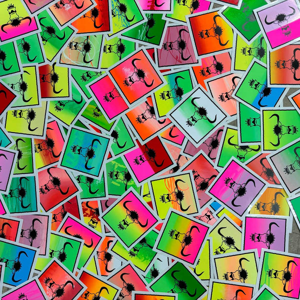 Yakwax OG Square Logo Sticker 80mm x 80mm - Day Glow Assorted Colours