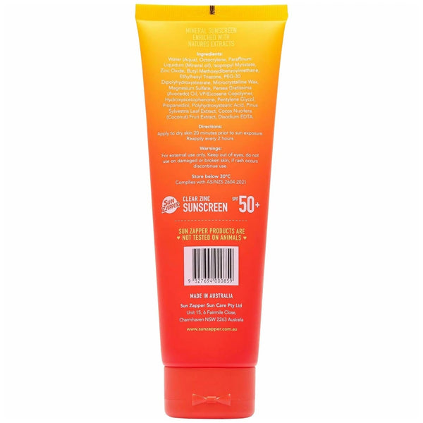Sun Zapper Clear Zinc Surfers Sun Screen SPF50+ Lotion - Clear | Free ...